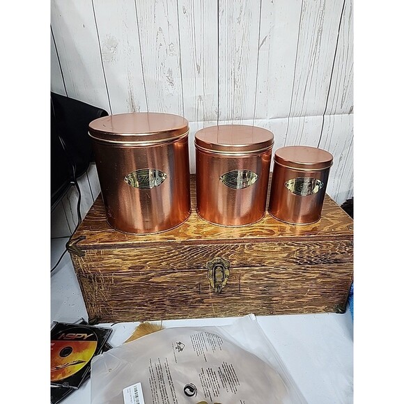 Unbranded | Kitchen | Vintage Copper Colored Nesting Canisters Set Of 3 ...